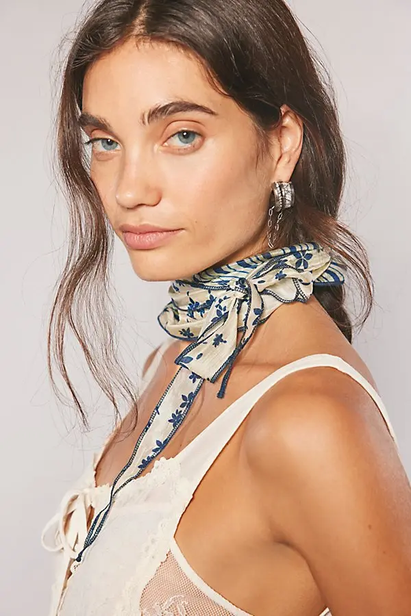 Free People Tilly Skinny Silk Convertible Scarf - Billies Pattern Mermaid