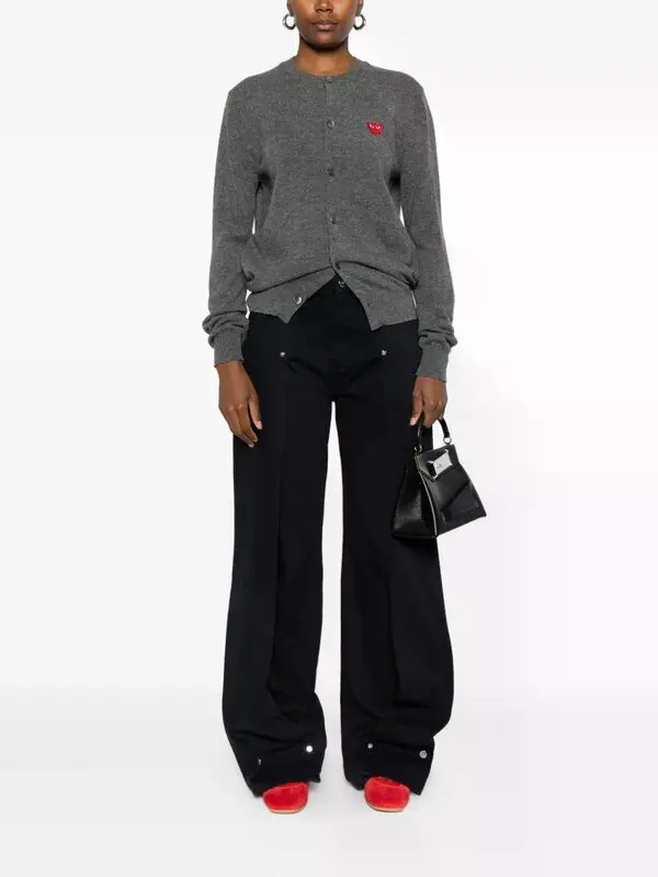 Play Comme Des Garcon Logo Heart-emblem Cardigan - Grey
