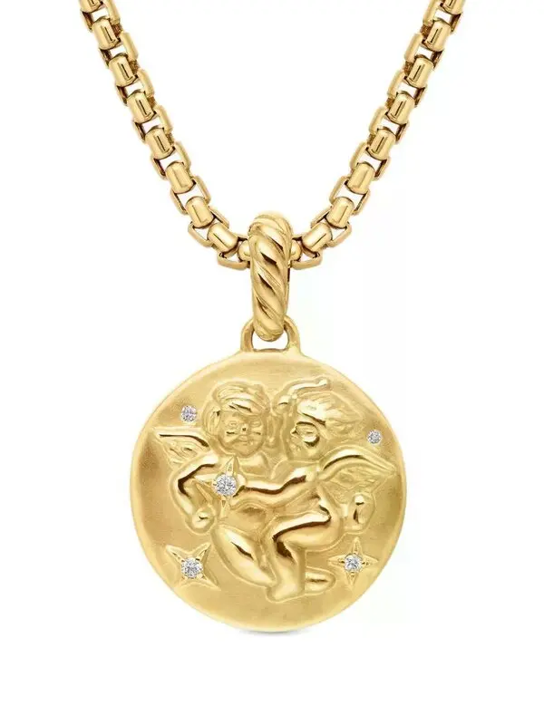 David Yurman 18k Yellow Gemini Diamond Pendant Necklace