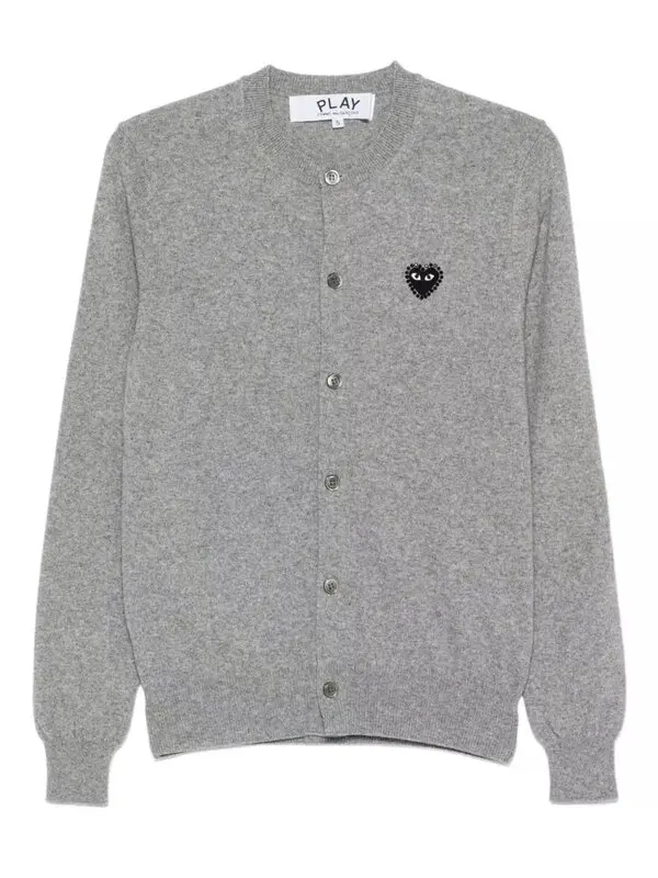 Play Comme Des Garcon Logo-patch Cardigan - Grey