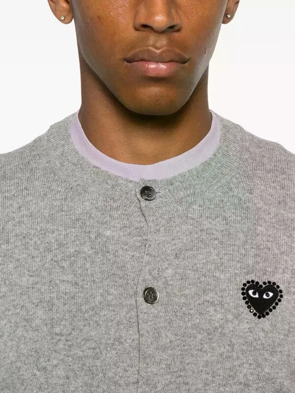 Play Comme Des Garcon Logo-patch Cardigan - Grey