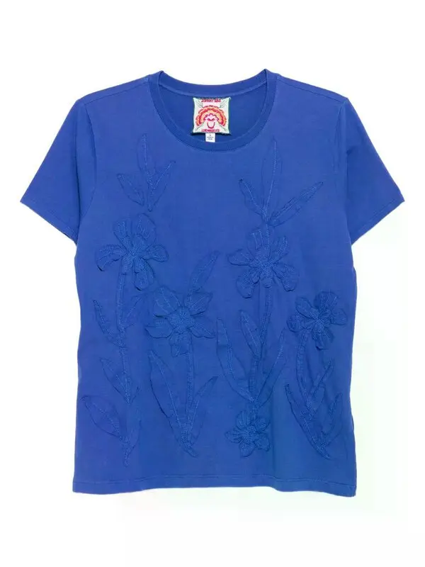 Johnny Was Floral Embroidered T-shirt - Blue