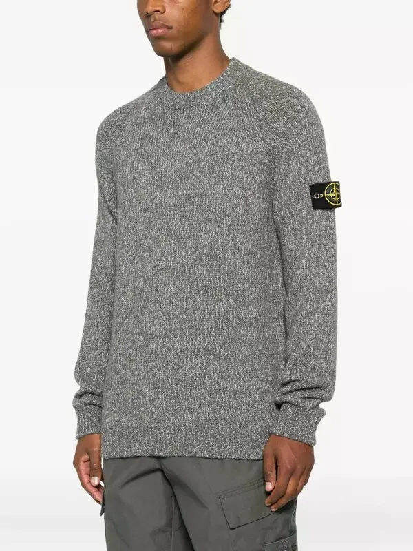 Stone Island Logo-detail Crew-neck Sweater - Grey
