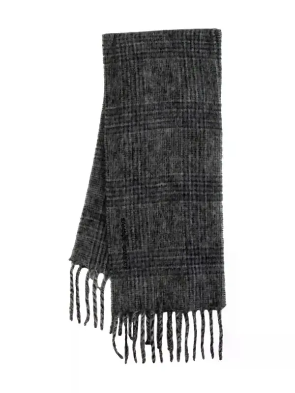 SAMSOE SAMSOE Alex Checked Fringed Scarf - Grey
