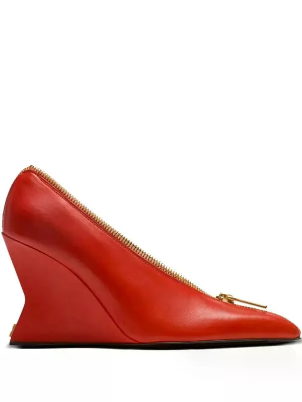 Balmain Zip Wedge Heeled Pumps - Red
