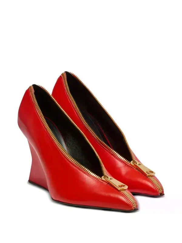 Balmain Zip Wedge Heeled Pumps - Red