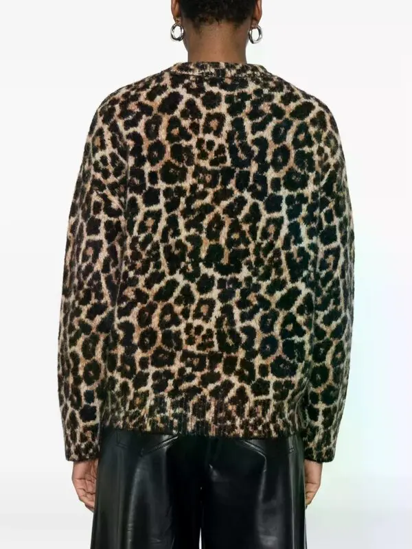 ANINE BING Leopard-print Crew-neck Sweater
