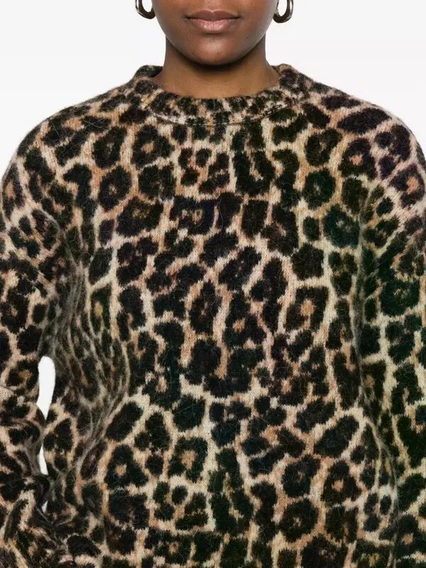 ANINE BING Leopard-print Crew-neck Sweater