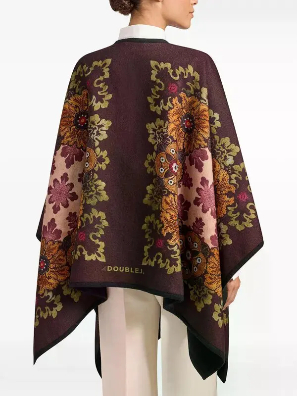 La DoubleJ Floral-patterned Wool Cape
