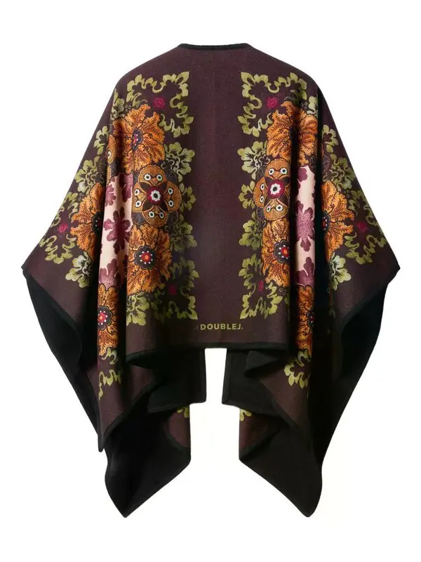 La DoubleJ Floral-patterned Wool Cape