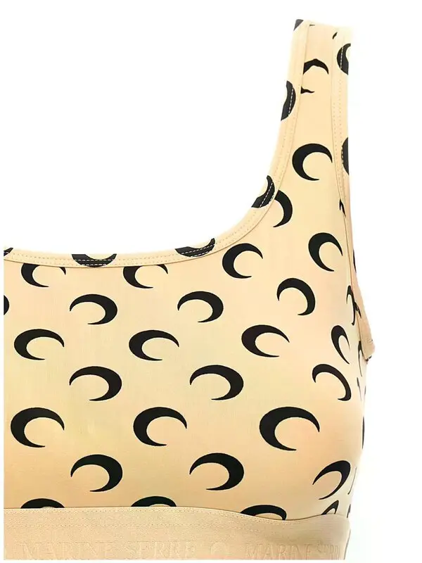MARINE SERRE Crescent Moon-print Sport Bra - Neutrals
