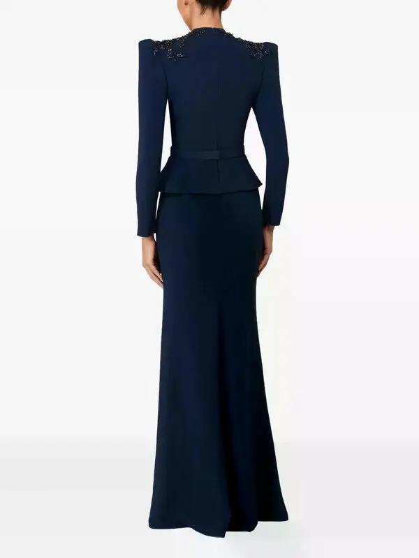 Jenny Packham Embellished-shoulders V-neck Maxi Dress