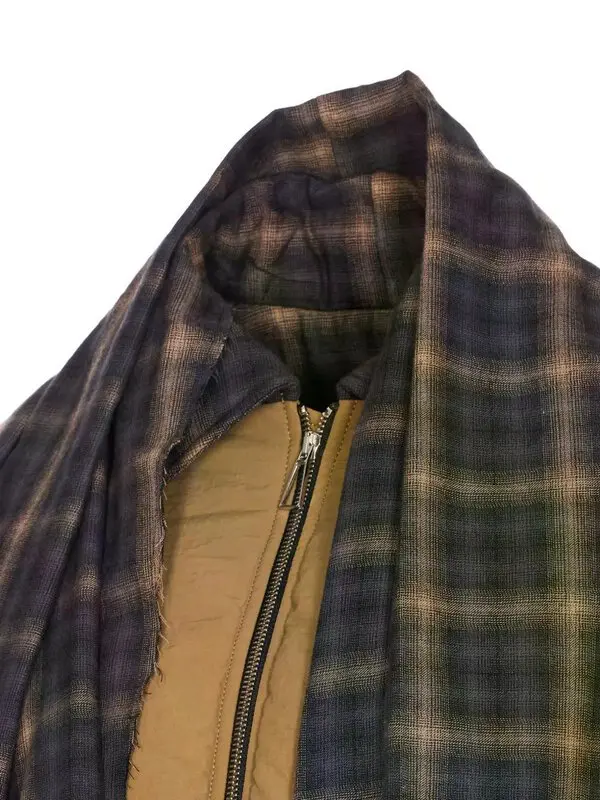MARBELL Puffer Jacket With Plaid Scarf