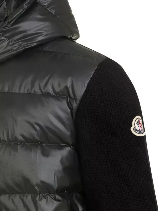 Moncler Quilted Hooded Jacket With Ribbed Knit Sleeves