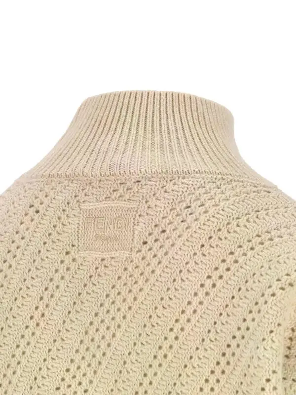 Fendi High-neck Honeycomb-knit Turtleneck