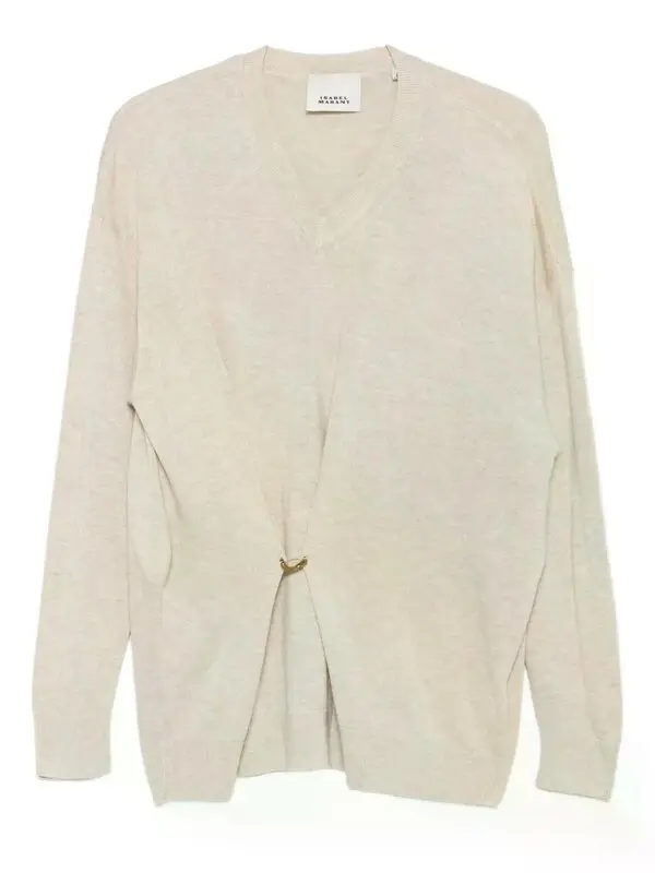 Isabel Marant Chiraz V-neck Sweater With Ring Detail - Neutrals