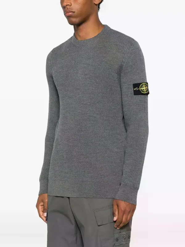 Stone Island Ribbed Knit Sweater - Grey
