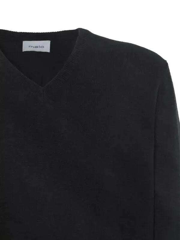 Malo V-neck Cashmere Sweater - Black