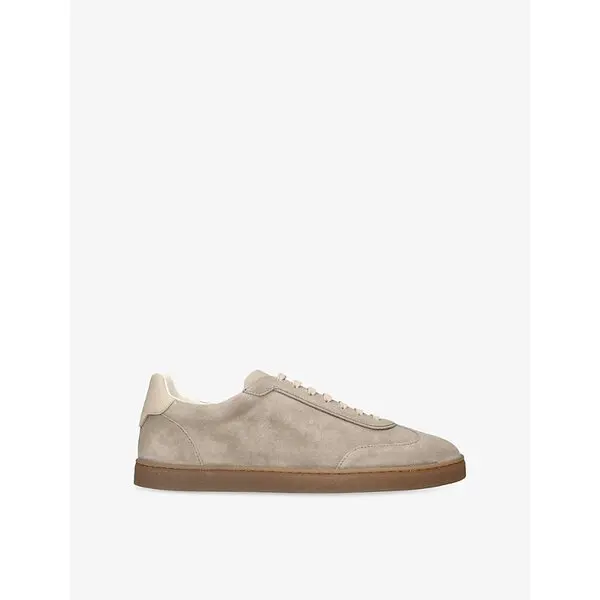 Brunello Cucinelli Foiled-logo Suede Trainers - Beige
