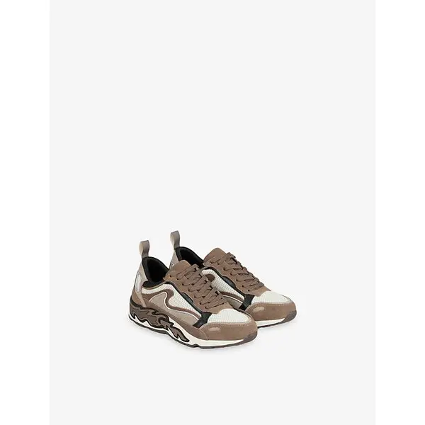 Sandro Flame Suede And Mesh Trainers - Brown