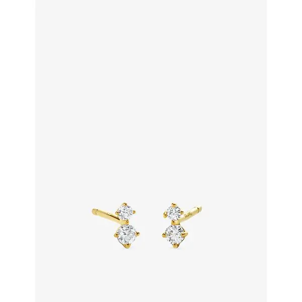 CARAT* LONDON Steff 18ct Yellow Vermeil Cubic Zirconia Stud Earrings - Gold