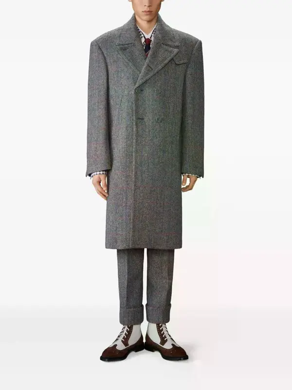 Thom Browne Hunting Tweed Pea Coat