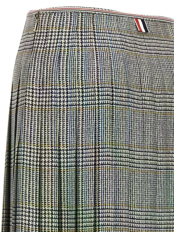 Thom Browne Houndstooth Pleated Midi Skirt