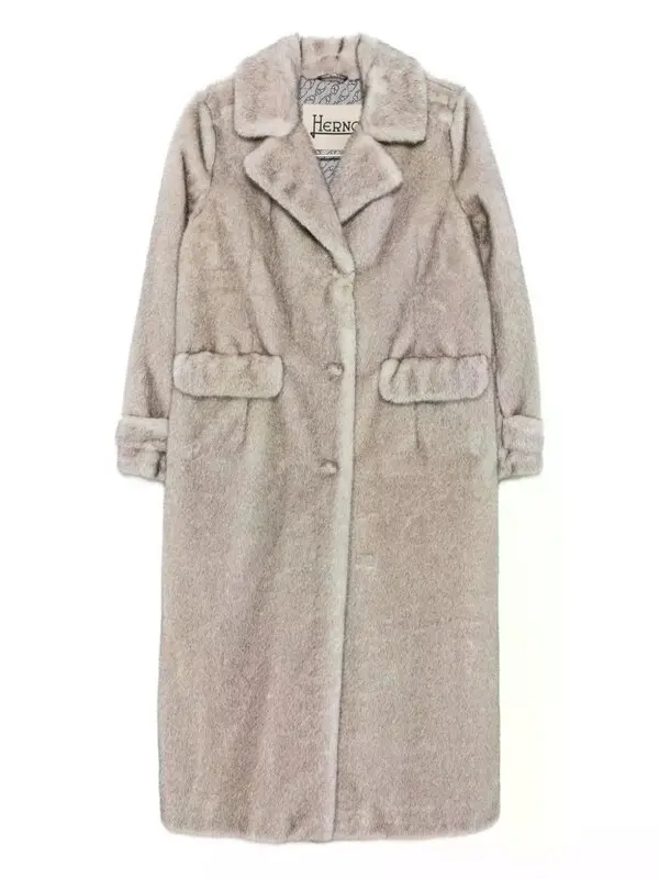 Herno Notched-lapel Faux Fur Coat - Grey