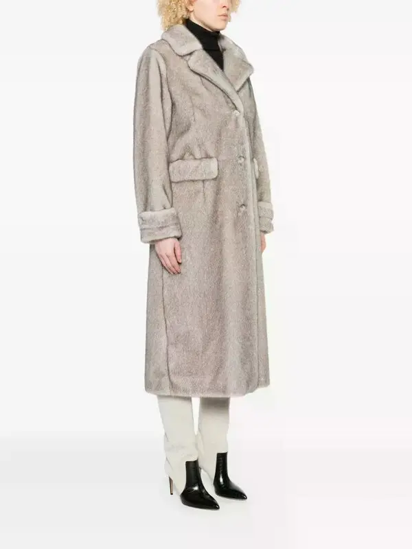 Herno Notched-lapel Faux Fur Coat - Grey