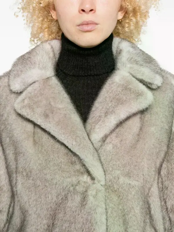 Herno Notched-lapel Faux Fur Coat - Grey