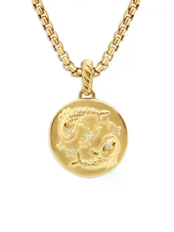 David Yurman 18k Yellow Pisces Diamond Pendant Necklace - Gold