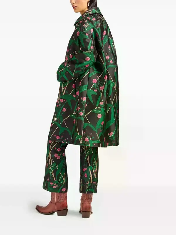 La DoubleJ Floral Boxy Coat - Black