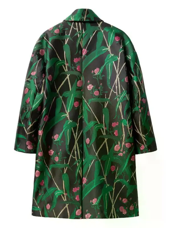 La DoubleJ Floral Boxy Coat - Black