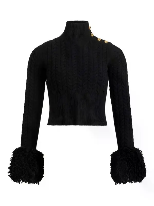 PATOU Cable-knit Button-embellished Sweater