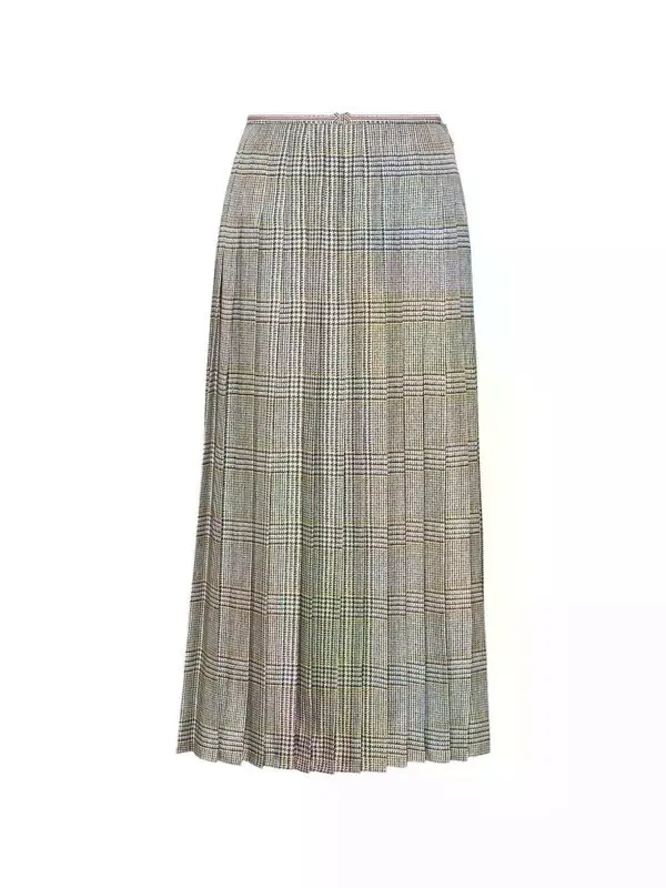 Thom Browne Houndstooth Pleated Midi Skirt - Grey