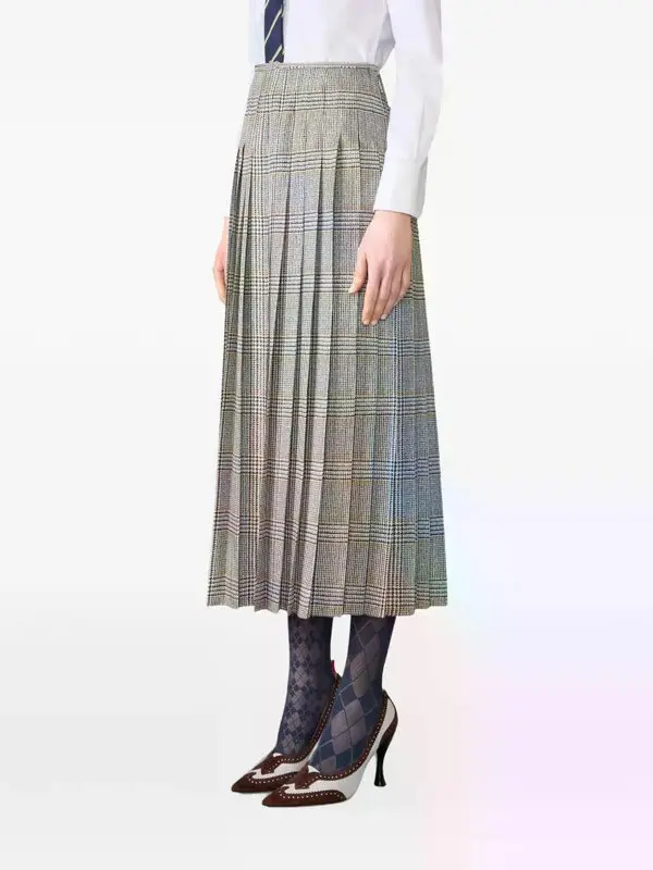 Thom Browne Houndstooth Pleated Midi Skirt