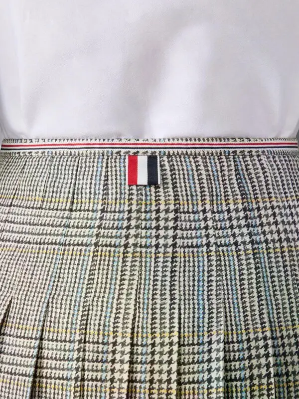 Thom Browne Houndstooth Pleated Midi Skirt