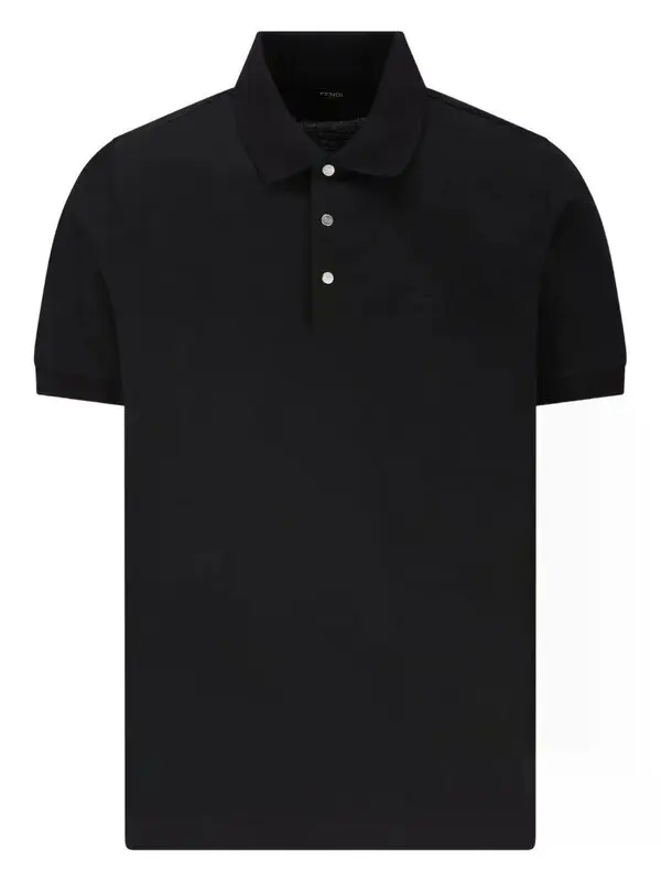Fendi Embossed-logo Piqué Polo Shirt - Blue