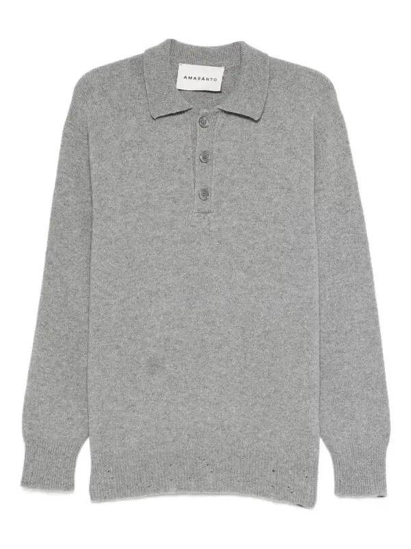 AMARANTO Button Polo Shirt - Grey