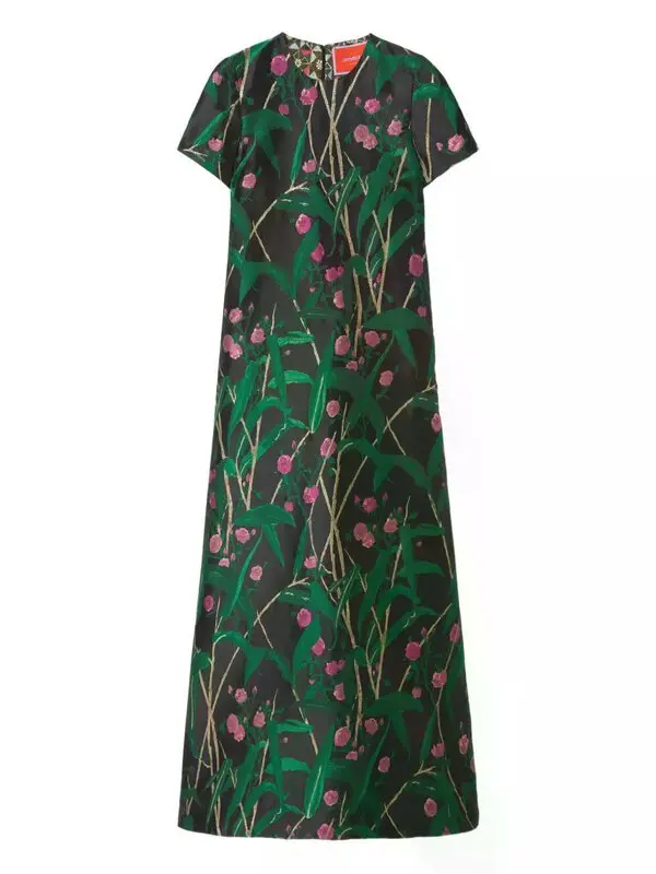 La DoubleJ Floral Print Midi Dress - Black
