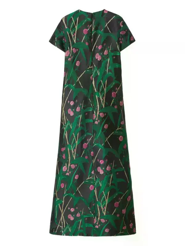 La DoubleJ Floral Print Midi Dress - Black