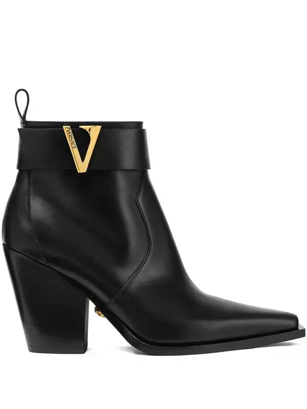 Versace Leather V-buckle Boots