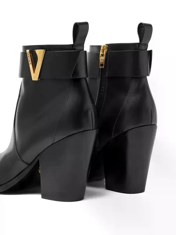 Versace Leather V-buckle Boots