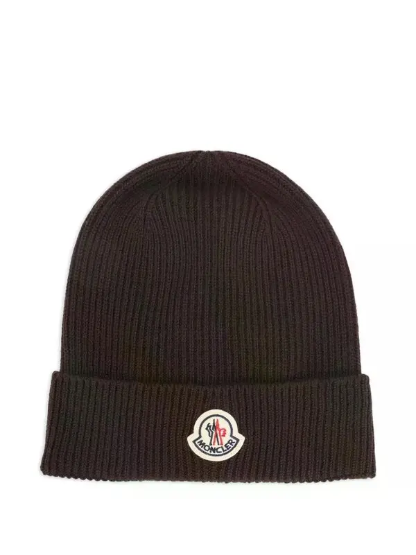 Moncler Ribbed Beanie - Brown