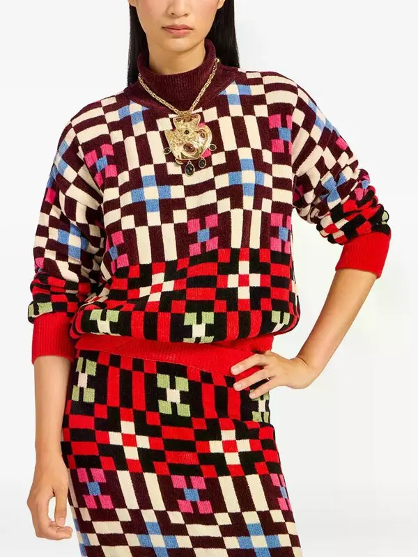 La DoubleJ Geometric-patterned Sweater - Red