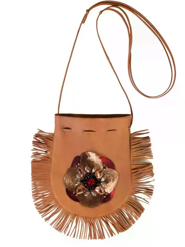 La DoubleJ Fringed-trim Sequin-embellished Shoulder Bag