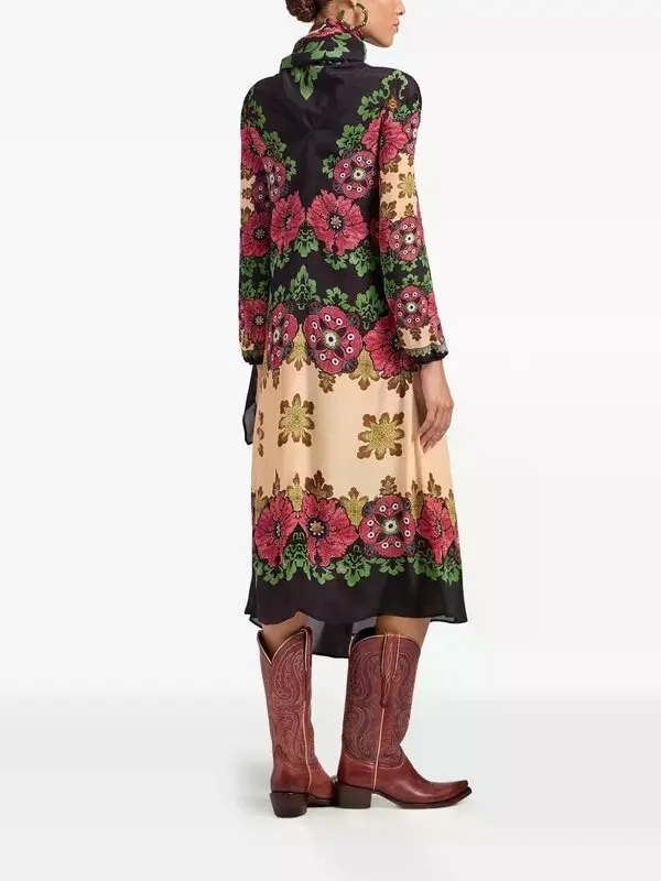 La DoubleJ Karis Floral-print Asymmetric Dress - Black