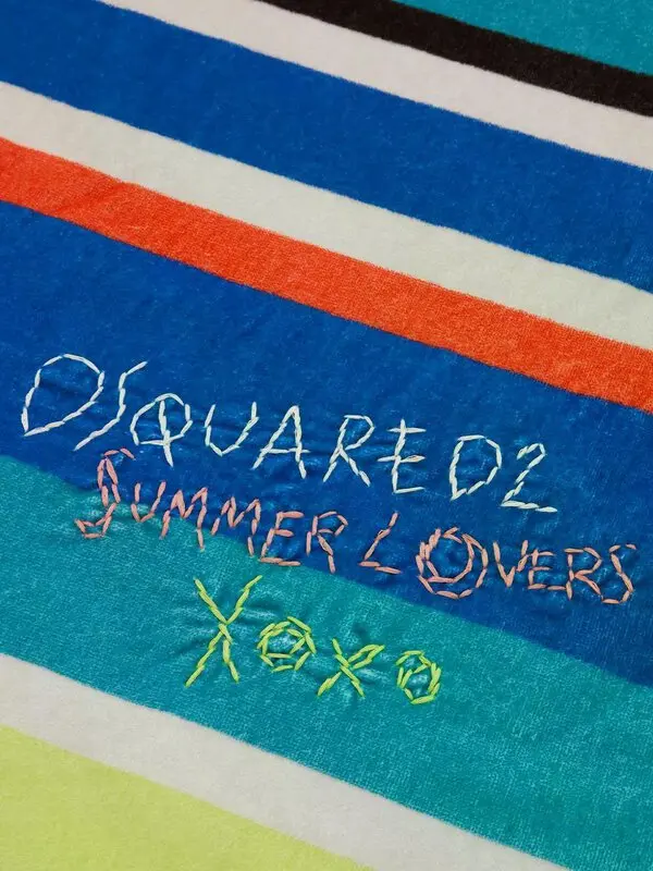 Dsquared2 Summer Lovers Sunset Striped-embroidered Towel