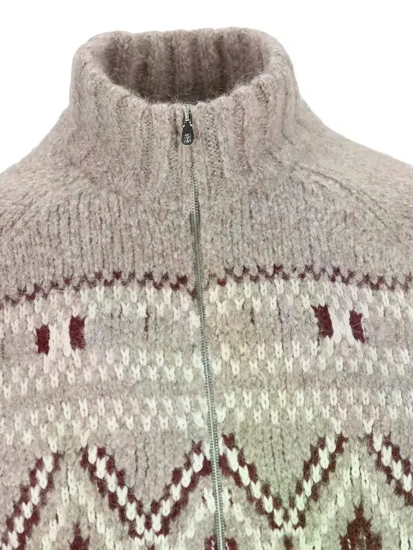 Brunello Cucinelli High-neck Patterned Knit Cardigan
