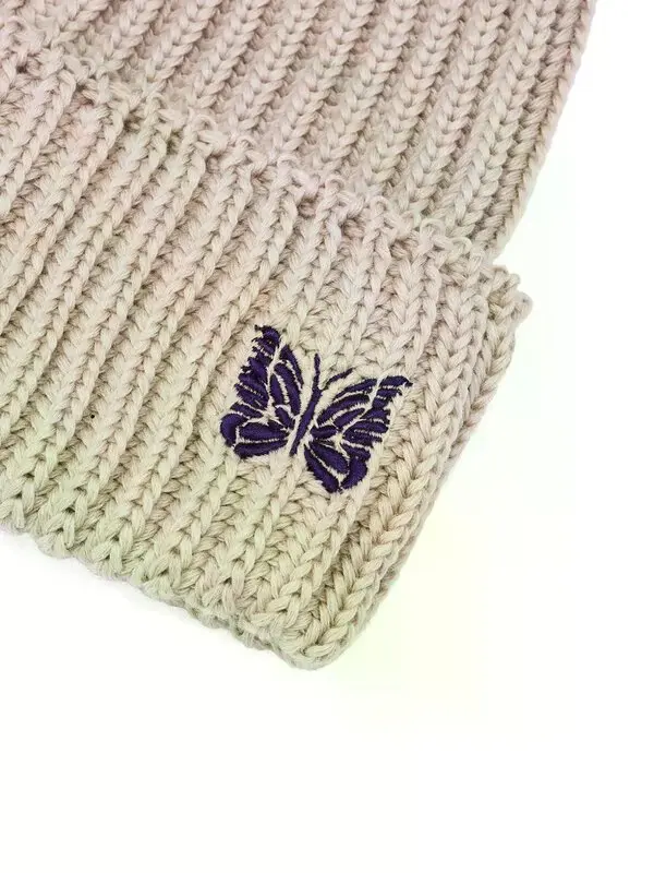 Needles Rib-knit Beanie With Butterfly Embroidery